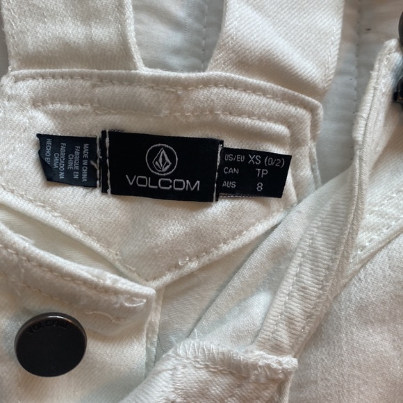 Volcom | Pants & Jumpsuits | Volcom White Denim Romper With Adjustable ...